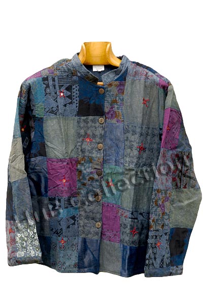 Blue Patchwork lightweight elephant jacket M/L | HuB Collection
