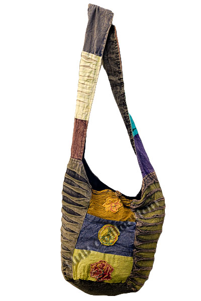 Patchwork Shoulder Bag with ripped patches | HuB Collection